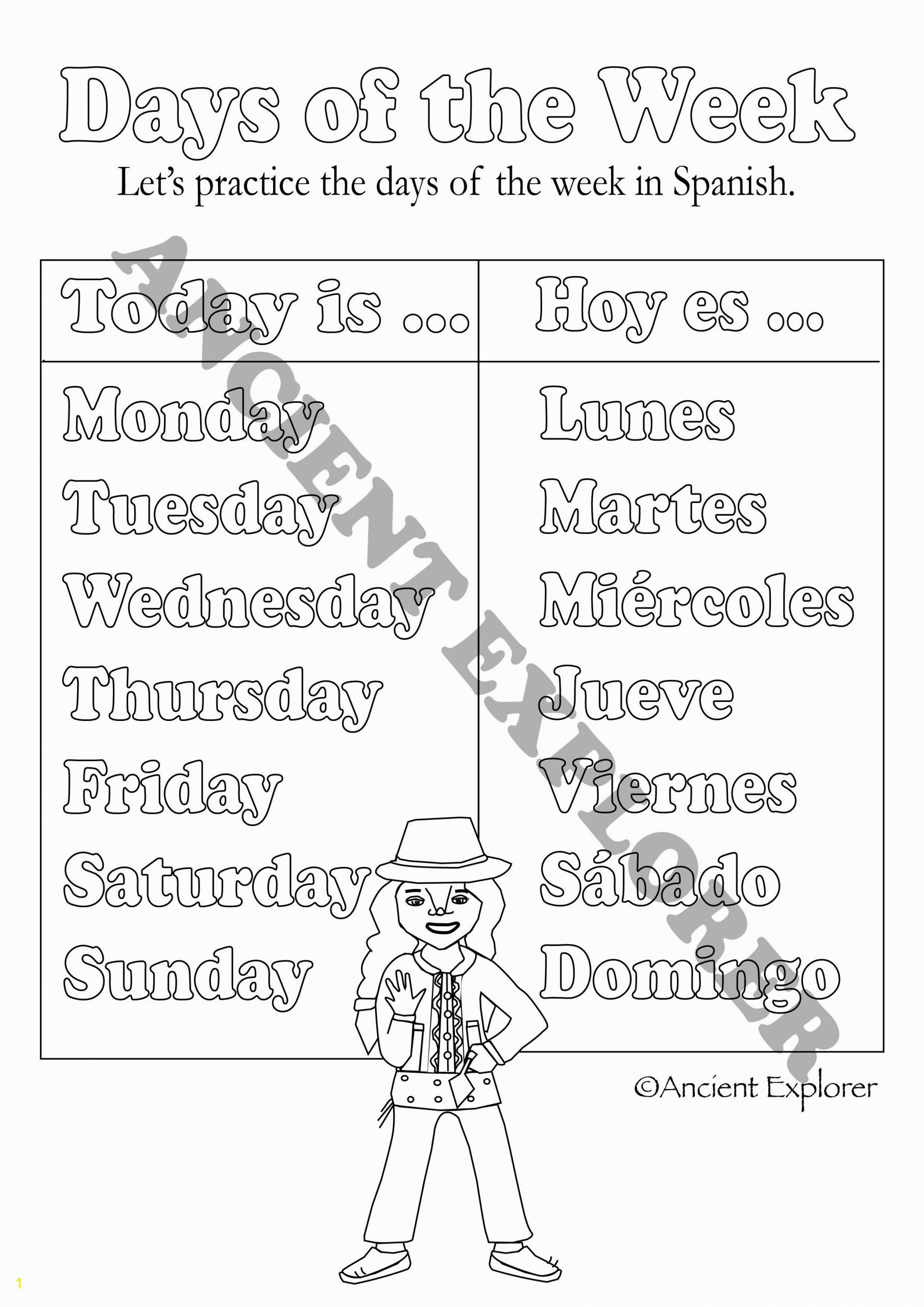 Spanish Days Of The Week Coloring Pages Divyajanan Spanish Days Of The Week Coloring Pages Divyajanan